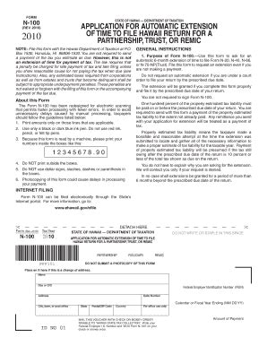Fillable Online Form N 100 Rev 2010 Application For Automatic