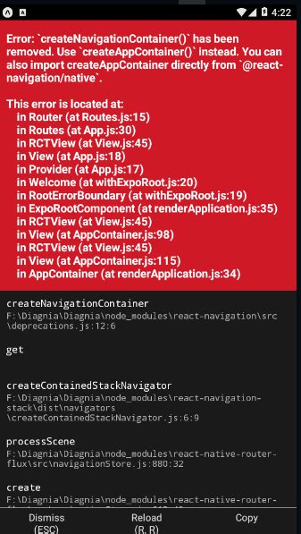 Javascript Error `createnavigationcontainer` Has Been Removed Use