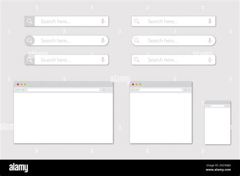 Set Of Blank Browser Windows For Different Devices And Search Bar Stock