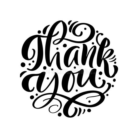 Hand Drawn Vintage Vector Text Thank You In Form Of Circle Calligraphy