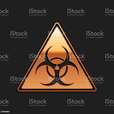 검은 색 배경에 격리 된 바이오 해저드 기호 아이콘이있는 골드 트라이앵글 기호 긴 그림자 스타일 벡터 0명에 대한 스톡 벡터 아트 및 기타 이미지 Istock
