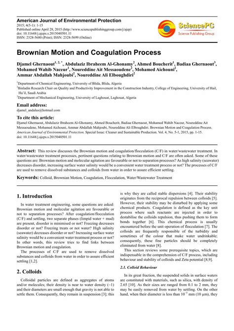 Pdf Brownian Motion And Coagulation Process Dokumen Tips