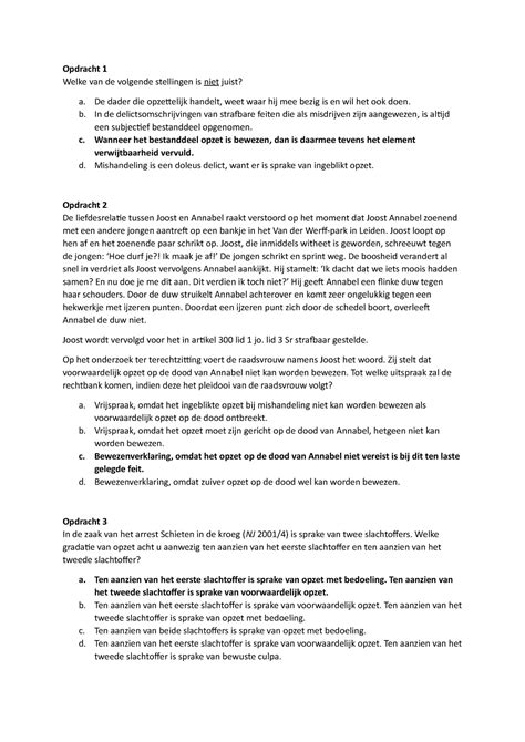 Week 2 De Opdrachten Van De Tweede Werkgroep Van Inleiding Strafrecht