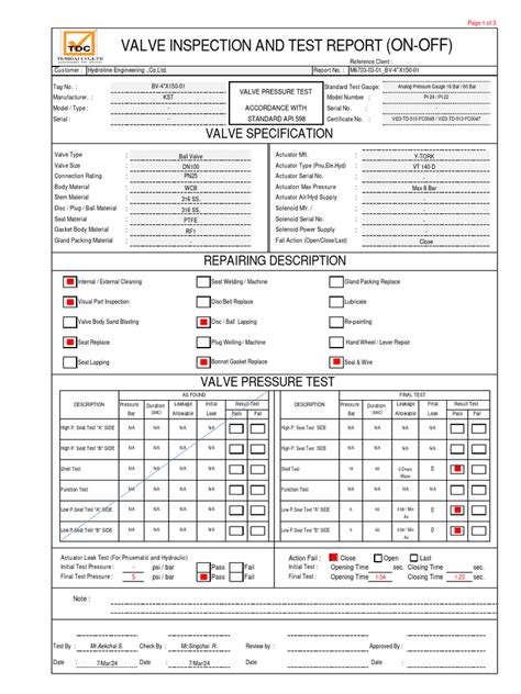 Report On Off Valve Hydroline Pdf Valve Leak