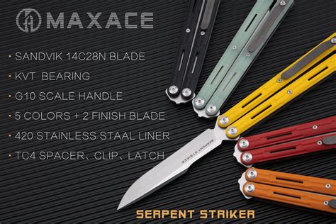 Maxace Serpent Striker Ii Butterfly Knife W Bearings G10 Balisong