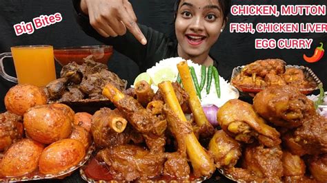 Asmr🌶️ Chicken Liver Curry Mutton Curry Chicken Curry Egg Curry