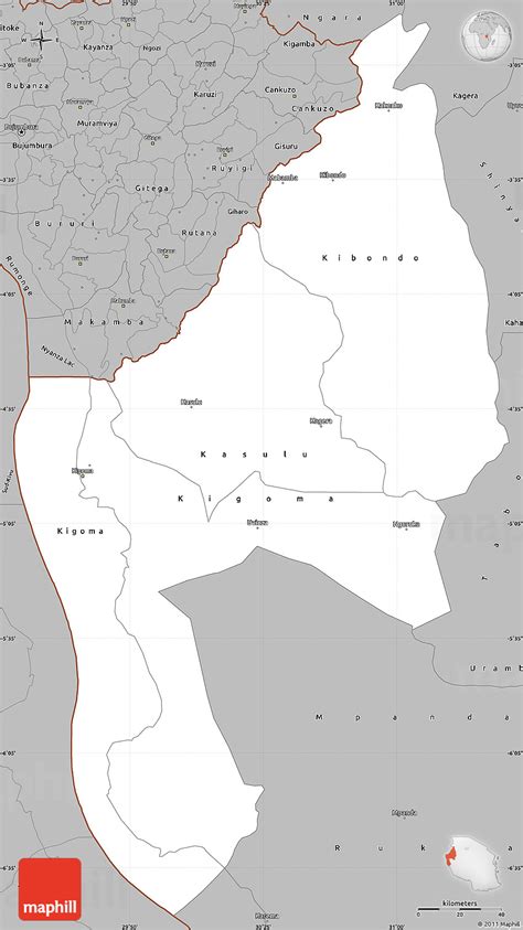Gray Simple Map Of Kigoma