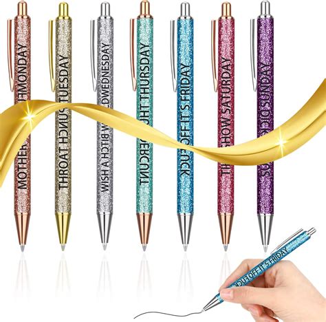 7 Pcs Funny Pens Swear Word Daily Pen Set Metal Ballpoint