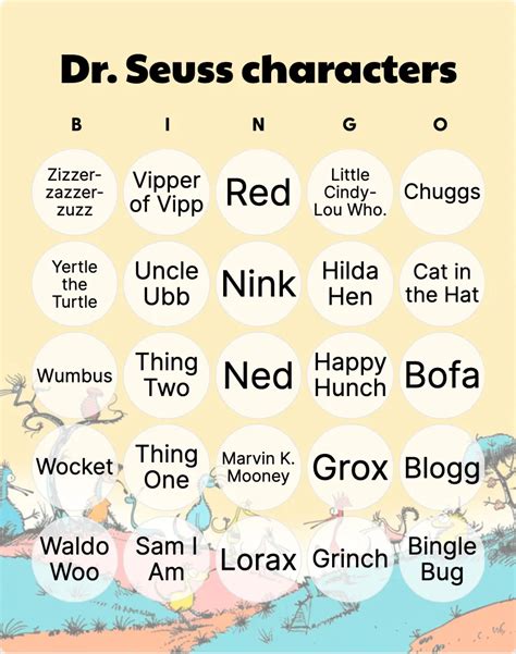 Dr Seuss Printable Characters