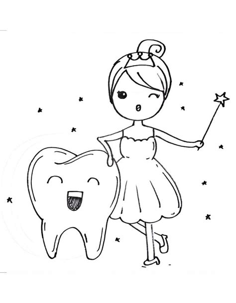 Tooth Fairy Clip Art Black And White Coloring Page