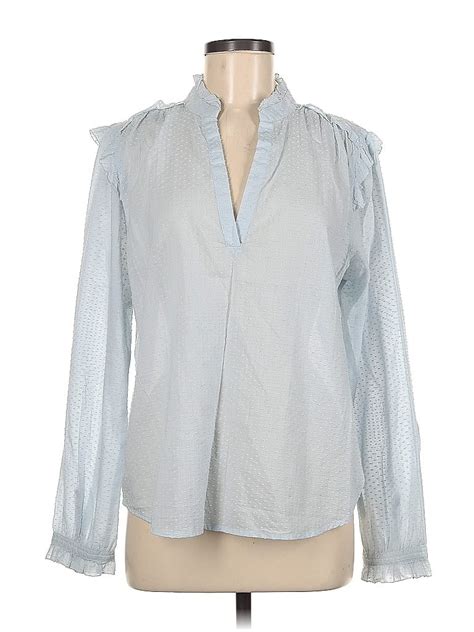 J Crew 100 Cotton Blue Long Sleeve Blouse Size M 80 Off Thredup