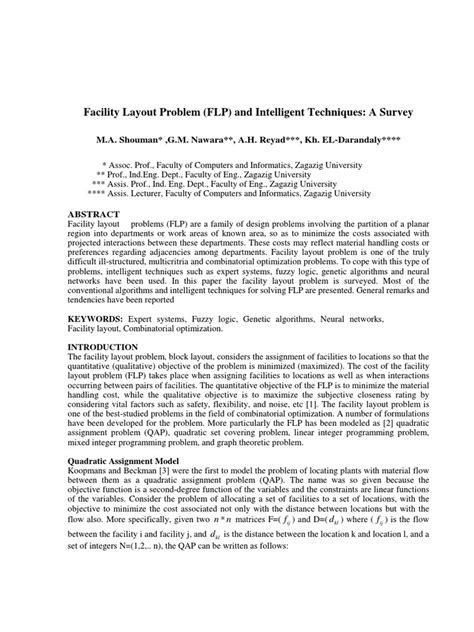 Facility Layout Paper Pdf Genetic Algorithm Fuzzy Logic