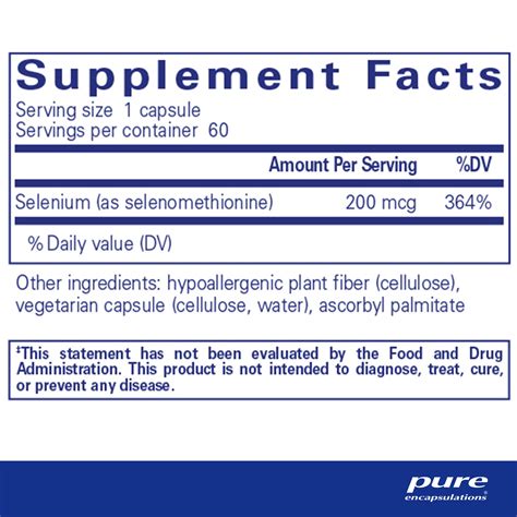 Selenium Pure Encapsulations 200 Mcg Special Order