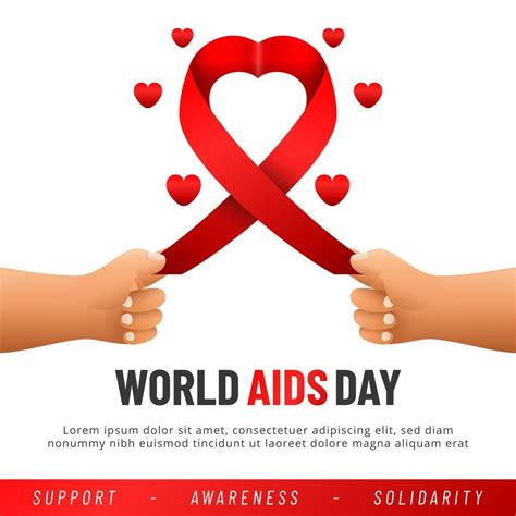 World Aids Day Poster Aids Awareness Red Ribbon Vector Illustration