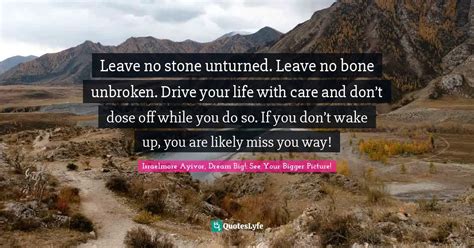 Leave No Stone Unturned Leave No Bone Unbroken Drive Your Life With