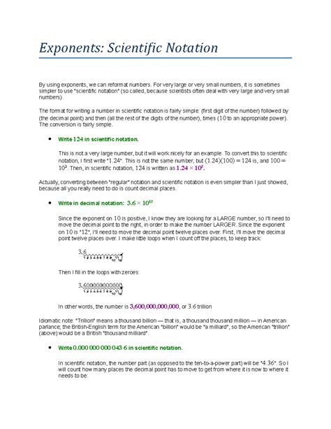 Lecture 4 Scientific Notation Exponents Scientific Notation By