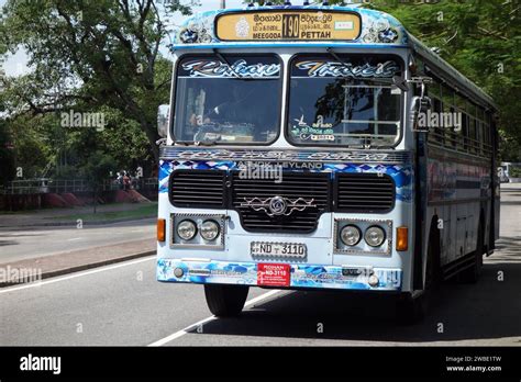 Public Transport Downtown Colombo Sri Lanka Ashok Leyland Bus Stock