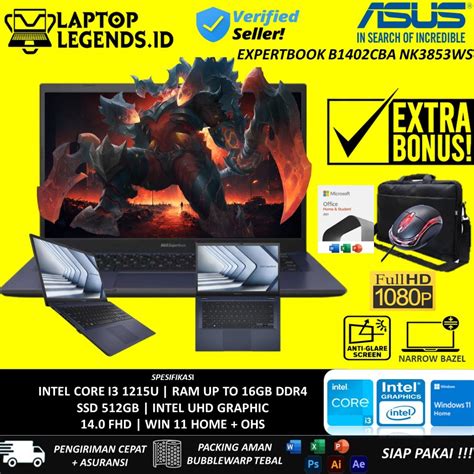 Jual Asus Expertbook B1402cba Intel I3 1215u 16gb 512gb 14 0 Fhd