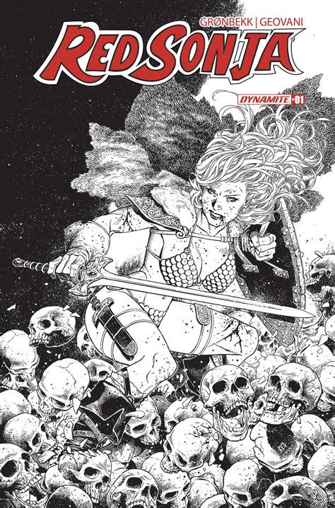 Red Sonja 1 Cover T Cheung 1 20 Line Art Variant Comic Book
