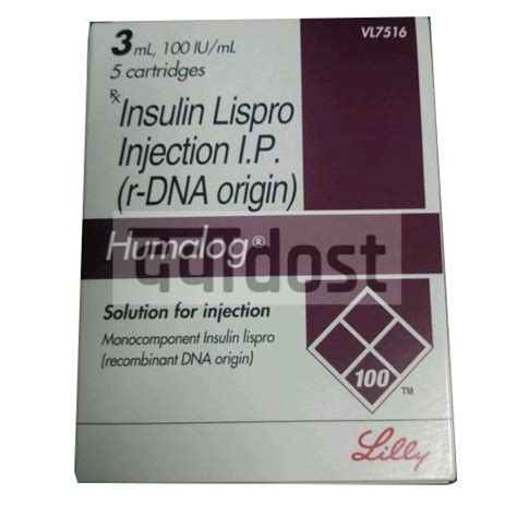Humalog 100iuml Solution For Injection Cartridge 3ml Eli Lilly And