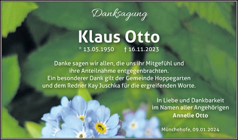 Traueranzeigen Von Klaus Otto Märkische Onlinezeitung Trauerportal