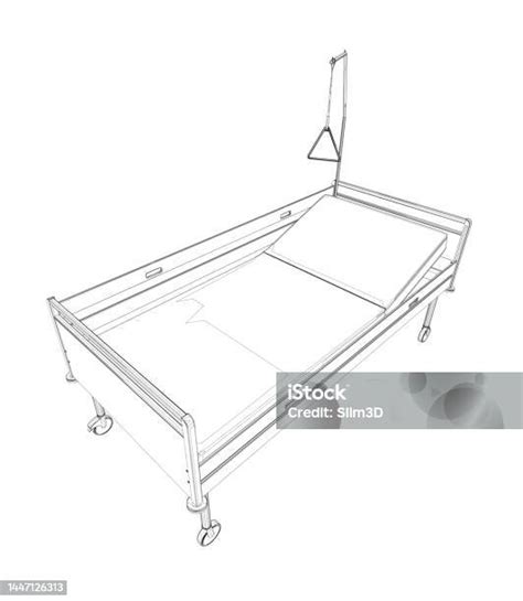 Contour Dun Lit Dhôpital À Partir De Lignes Noires Isolées Sur Fond