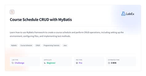 Course Schedule Crud With Mybatis Labex