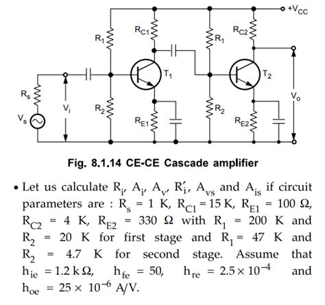 Two Stage Rc Coupled Ce Cb Cascode Amplifier Equivalent Circuit