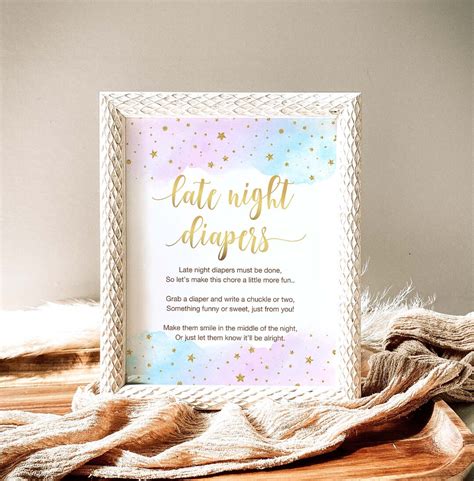 Late Night Diapers Game Late Night Diaper Sign Funny Baby Shower Game Gender Reveal Baby Shower