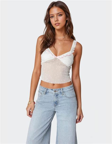 Edikted Posey Sheer Tank Top White Tillys