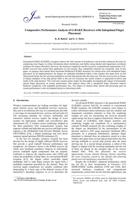 PDF Comparative Performance Analysis Of G RAKE Comparative Performance Analysis Of G RAKE
