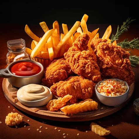 Premium Ai Image There Is A Plate Of Fried Chicken And French Fries