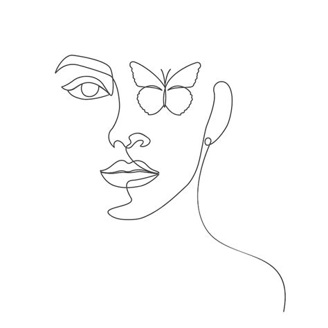 Premium Vector Females Eyes With Butterfly Linear Elegant One Line