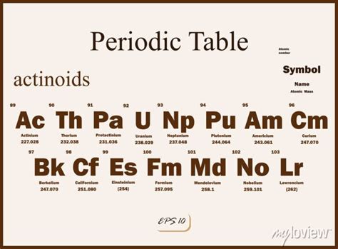 Vector Illustration Shows A Periodic Table Actinoids • Wall Stickers