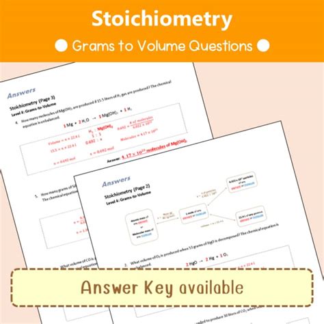 Stoichiometry Grams To Volume Liters At Stp Engaging Conversion Practice