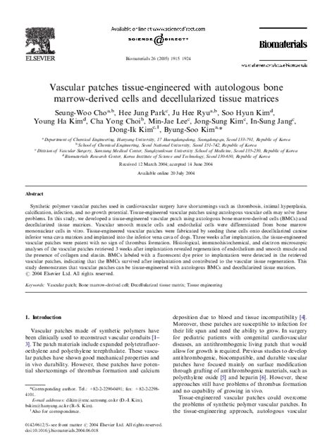 Pdf Vascular Patches Tissue Engineered With Autologous Bone Marrow