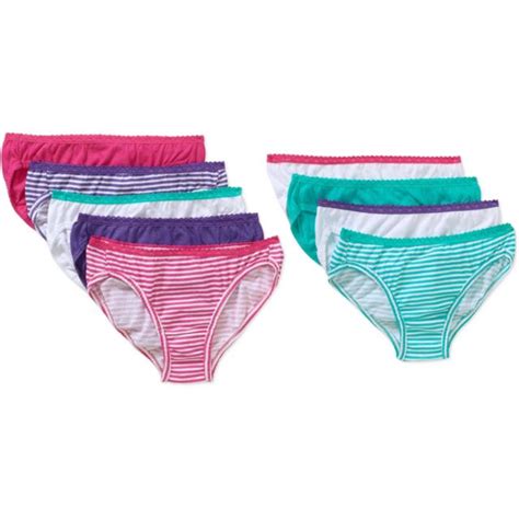 Nwt Hanes Girls Assorted No Ride Up Cotton Bikinis Panties 9 Pack Size