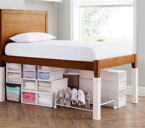 Extra Tall Bed Risers Maximize Dorm Underbed Storage Carbon Steel