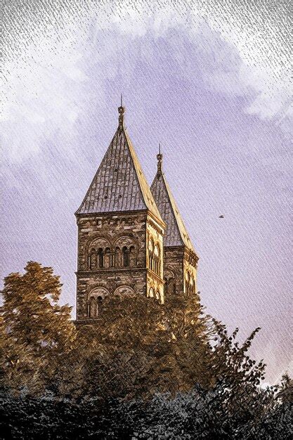 Premium Photo Lund Sweden Beautiful Color Sketch