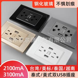 118型美标美式美规泰式泰国USB家用TYPE C快充USB六孔暗装插座 阿里巴巴