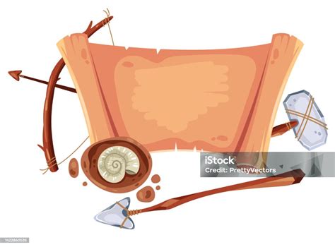 고대 스크롤 유물 고고학 박물관 파피루스 추상 개념 그래픽 디자인 요소 벡터 일러스트 레이 션 동굴에 대한 스톡 벡터 아트 및