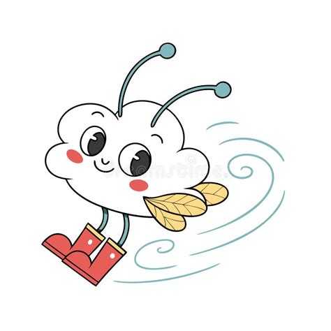 Cheerful Cloud Sprite Dancing Playfully Stock Illustration