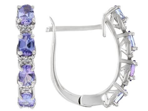 Tanzanite Rhodium Over Sterling Silver Hoop Earrings Bbj Bangkok