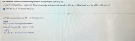 Solved Use The Sample Data And Confidenoe Lovel Given Below Chegg