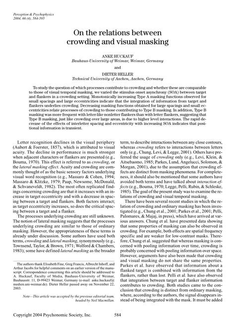 Pdf On The Relations Between Crowding And Visual Masking