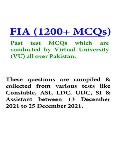 Fillable Online Virtual University FIA Complete Solved Paper MCQs Part