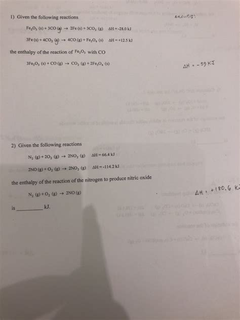Solved Given The Following Reactions Fe C Fe Chegg
