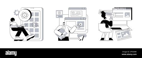 Mobile App Development Process Abstract Concept Vector Illustration Set