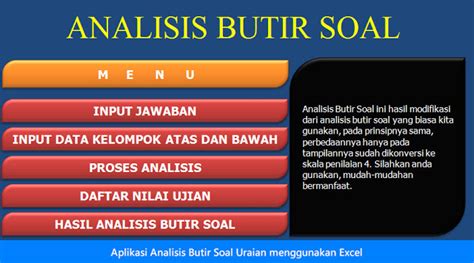Aplikasi Analisis Butir Soal Uraian Berbasis Excel Operator Sekolah