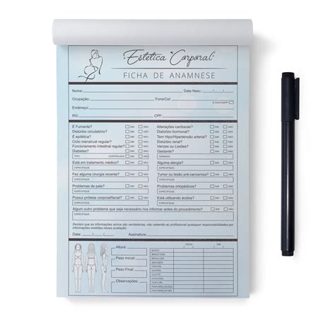 Bloco Fls Impresso Ficha De Anamnese Estética Corporal no Elo graficaMK CA